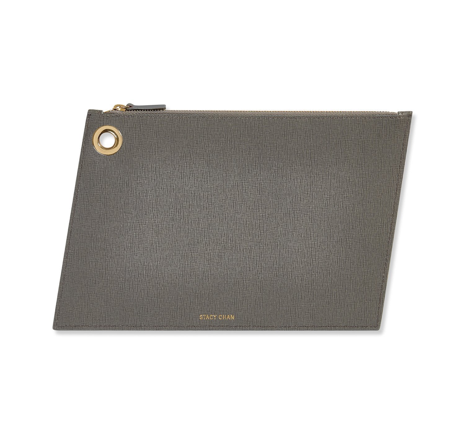 Large Ava Pouch | Grey Saffiano Leather – Stacy Chan Limited